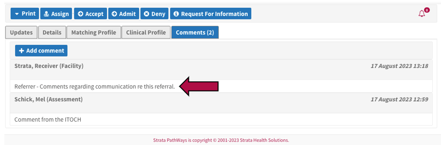 How Receivers Use Comments in Strata PathWays V0.1